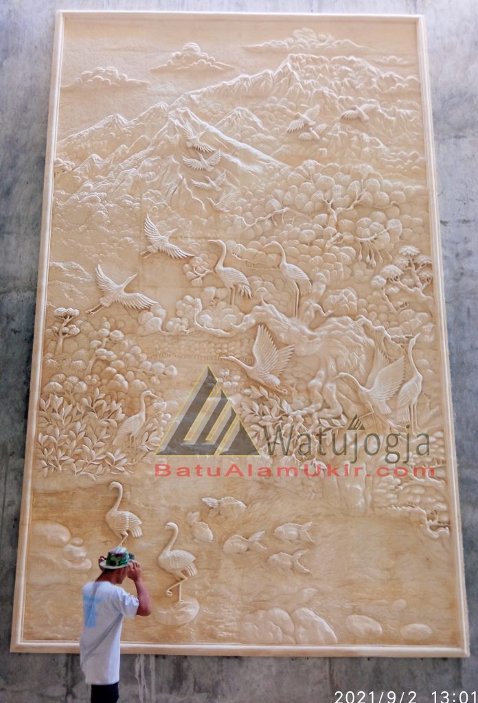 proses - ukiran relief dinding - batu alam dinding