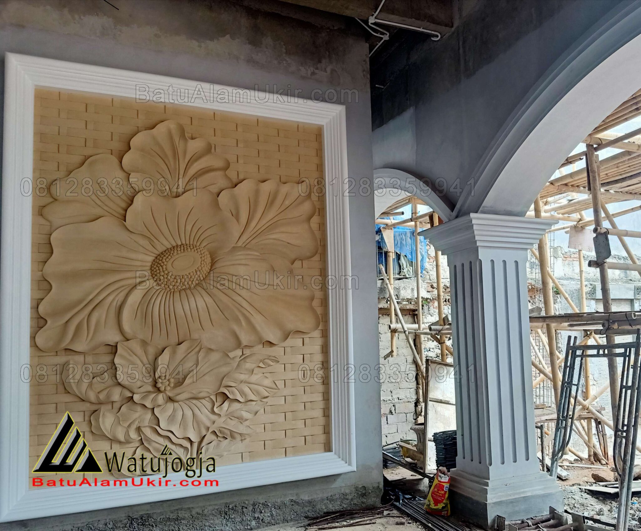 proses - ukiran relief dinding - batu alam dinding