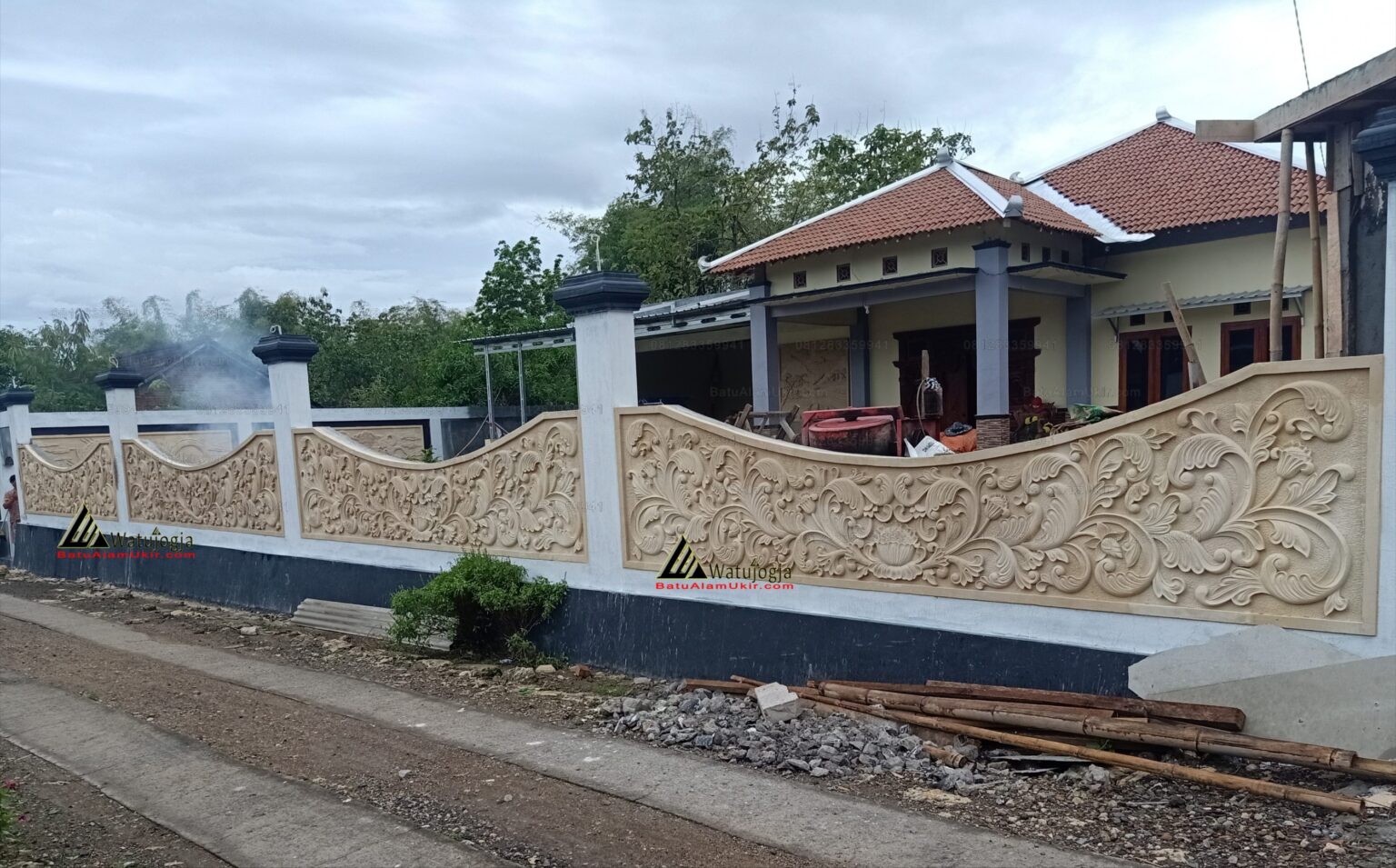 proses - ukiran relief dinding - batu alam dinding